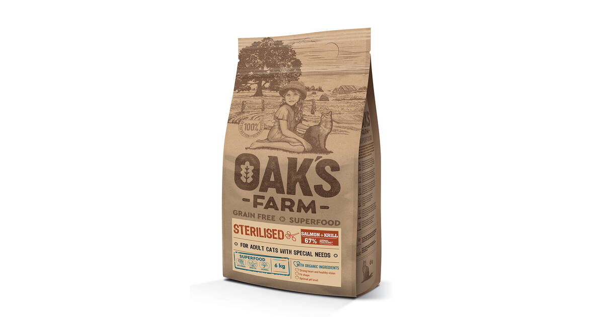 OAKS FARM Cat GF Sterilised Salmon&Krill 6kg