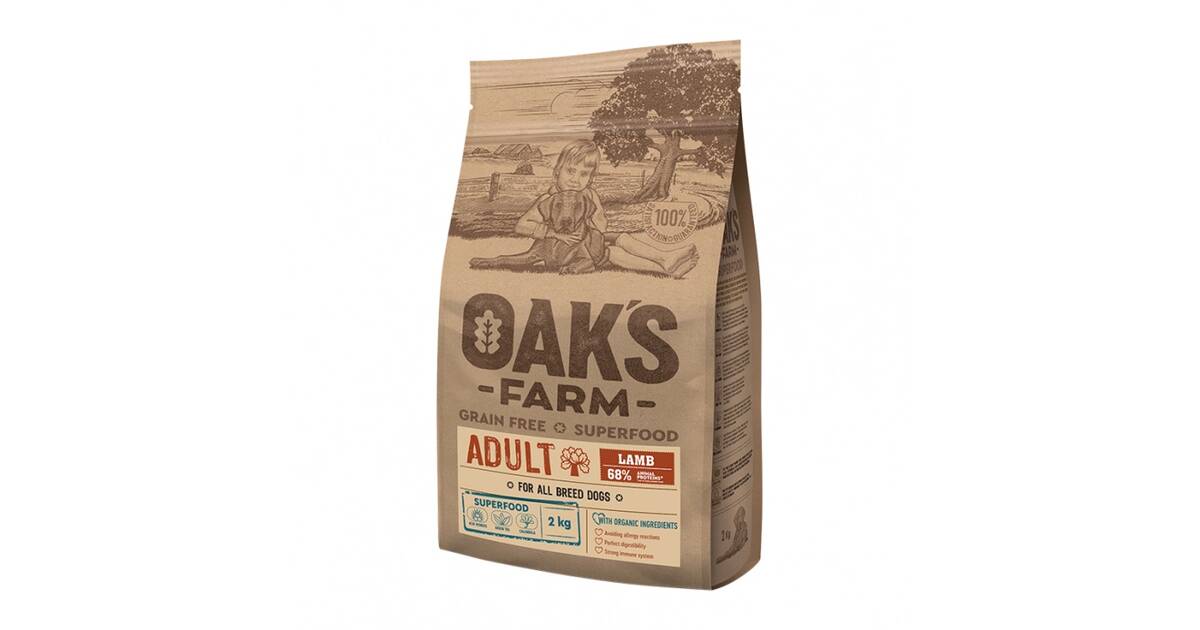 OAKS FARM Dog GF All Breed Adult Lamb 12kg