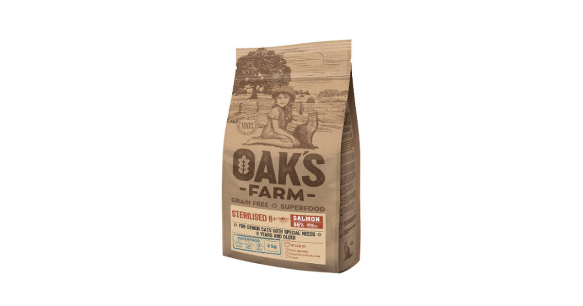 OAKS FARM Cat GF Sterilised 8+ Salmon 2kg